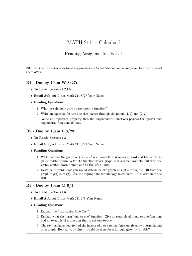 Fillable Online MATH 211 Calculus I Fax Email Print - pdfFiller