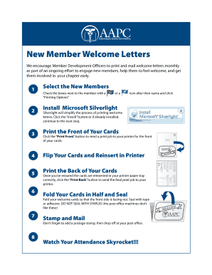 Fillable Online New Member Welcome Letters Fax Email Print - pdfFiller
