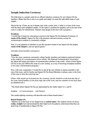 Fillable Online Sample Induction Ceremony Fax Email Print - pdfFiller