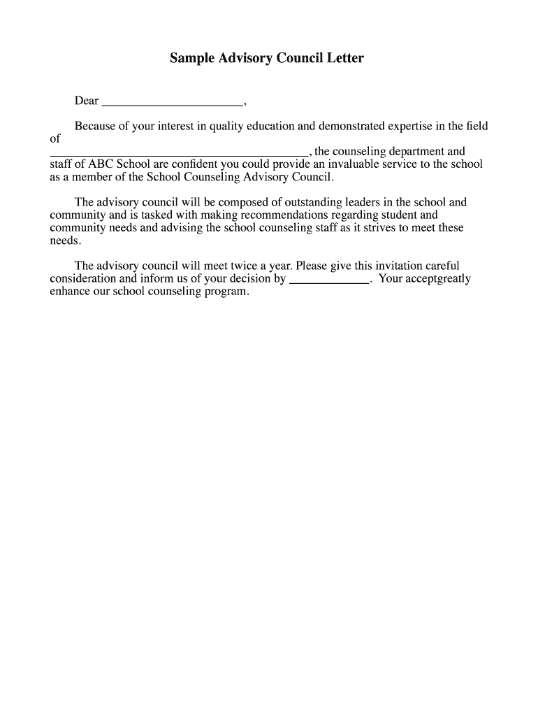Fillable Online Sample Advisory Council Letter Fax Email Print - pdfFiller