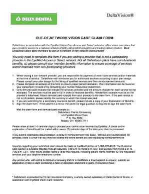 Fillable Online OUT-OF-NETWORK VISION CARE CLAIM FORM Fax Email Print ...