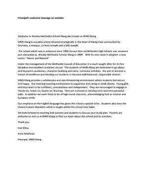 Fillable Online Principals welcome message on website Fax Email Print ...