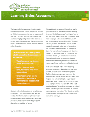 Fillable Online The Learning Styles Assessment is a fun way to Fax ...