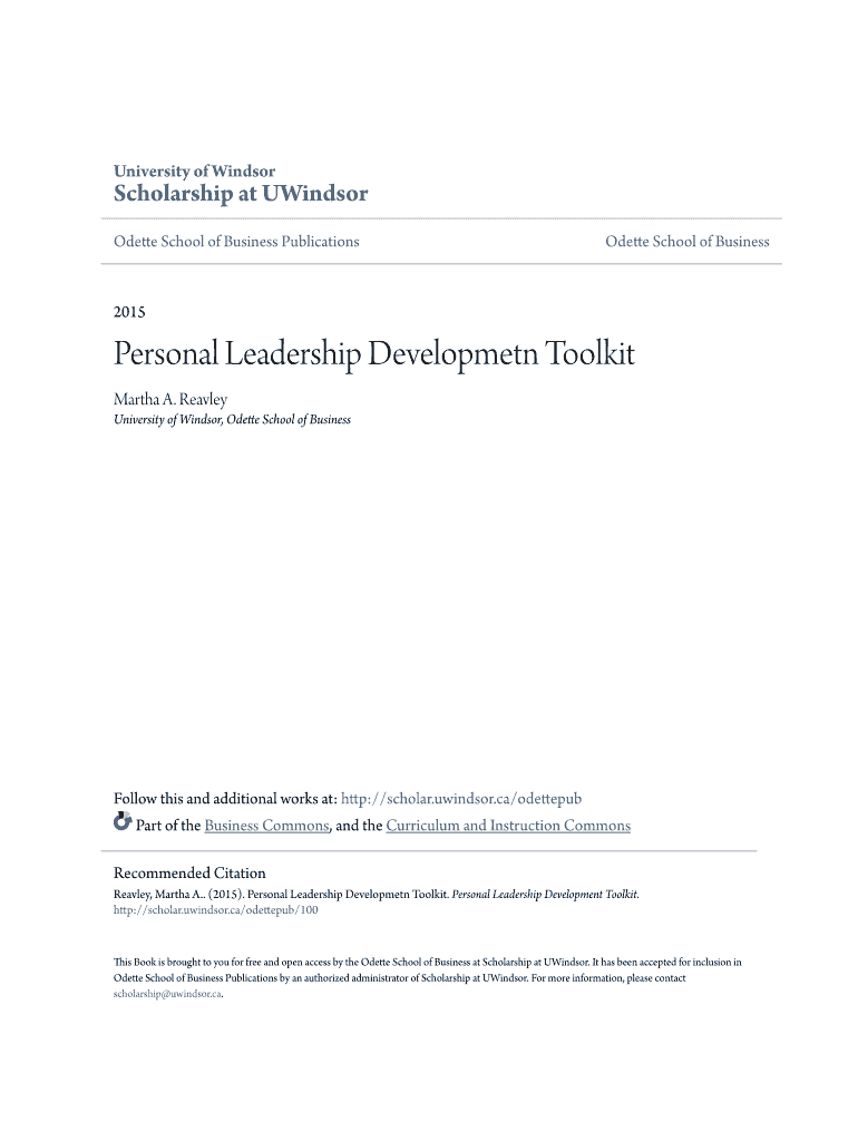 Fillable Online Personal Leadership Developmetn Toolkit Fax Email Print ...