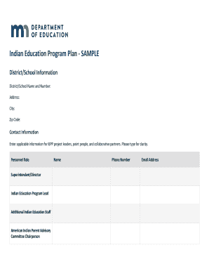 Fillable Online Indian Education Program Plan - SAMPLE Fax Email Print ...