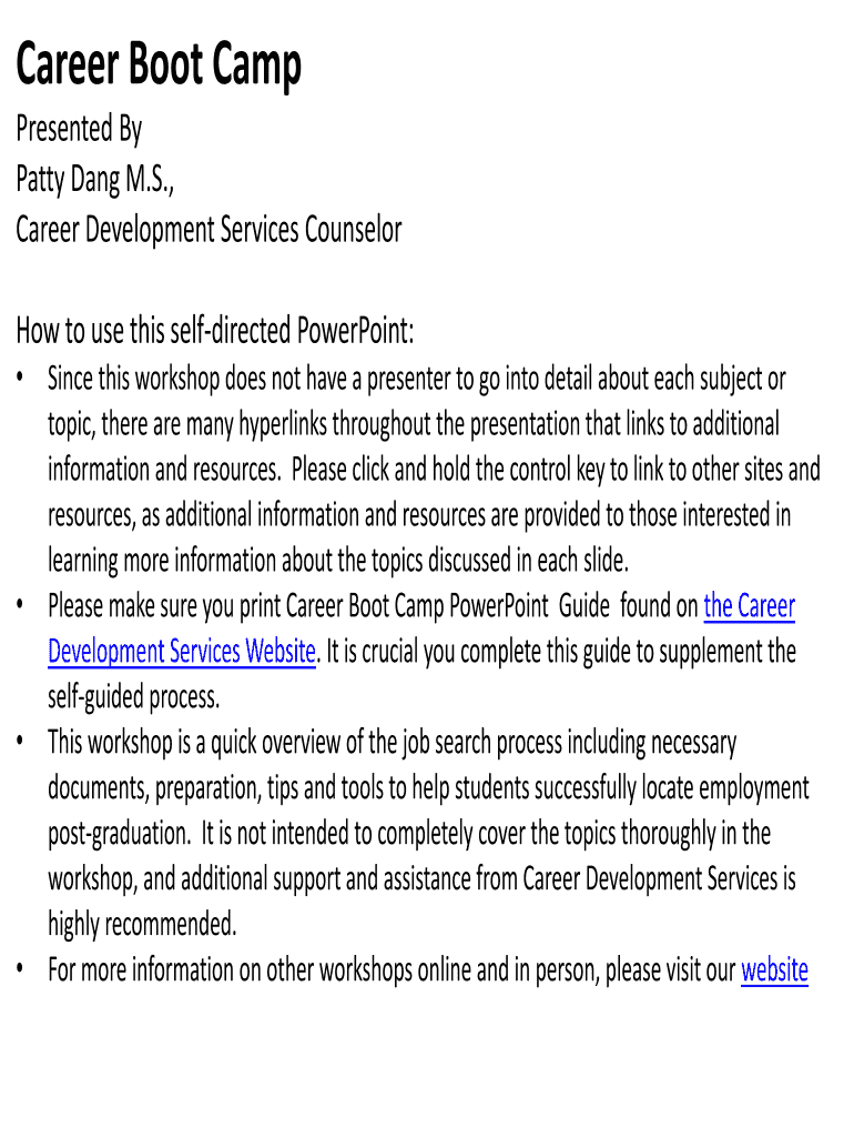 Fillable Online Career Boot Camp Fax Email Print - pdfFiller