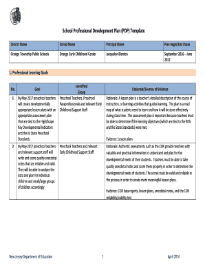 Fillable Online School Professional Development Plan (PDP) Template Fax ...