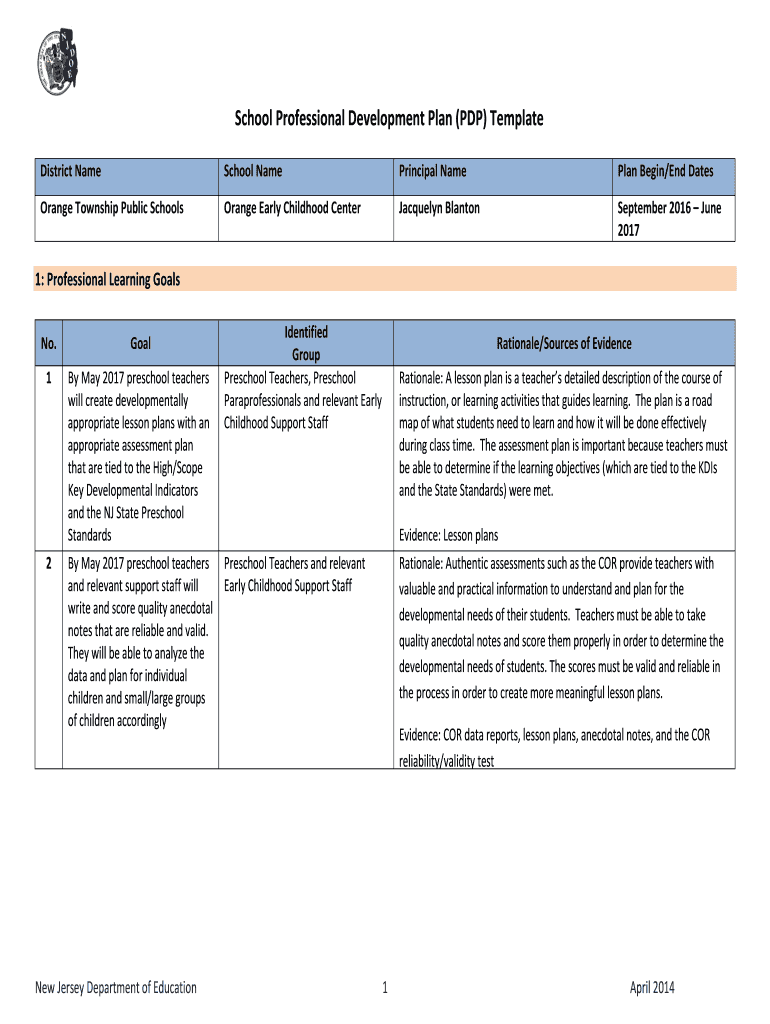 Fillable Online School Professional Development Plan (PDP) Template Fax Email Print - pdfFiller