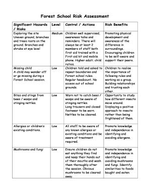 Fillable Online Forest School Risk Assessment Fax Email Print - pdfFiller