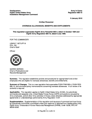 Fillable Online 8tharmy korea army Regulation 690-10 Fax Email Print ...
