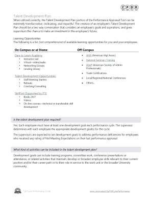Fillable Online Talent Development Plan Fax Email Print - pdfFiller