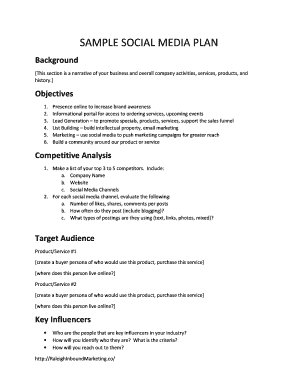 Fillable Online SAMPLE SOCIAL MEDIA PLAN Fax Email Print - pdfFiller