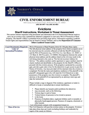 Fillable Online Sheriff Instructions, Worksheet & Threat Assessment Fax ...