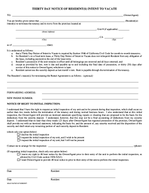 Fillable Online You are hereby given notice that (Resident(s)) Fax ...