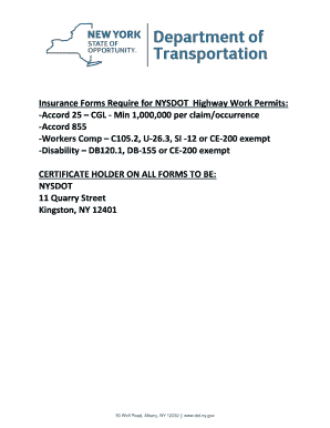 Fillable Online Insurance Forms Require for NYSDOT Highway Work Permits ...