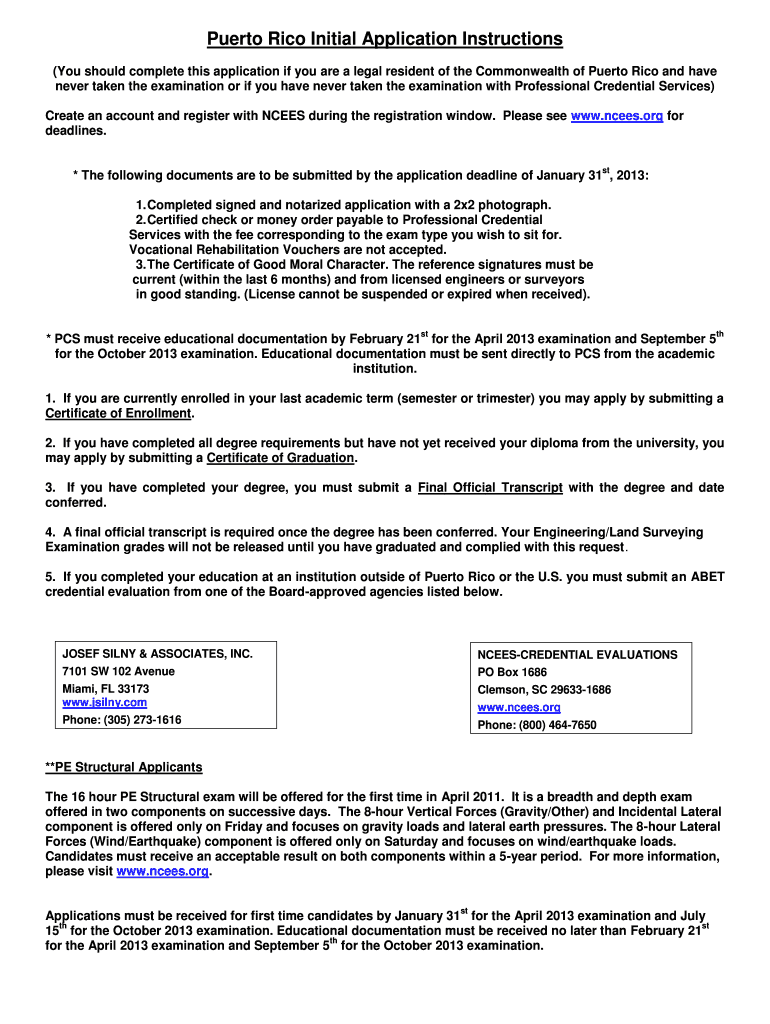 Fillable Online Puerto Rico Initial Application Instructions Fax Email ...