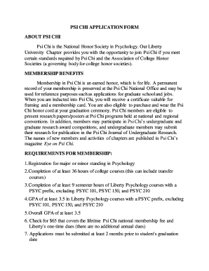 Fillable Online PSI CHI APPLICATION FORM Fax Email Print - pdfFiller
