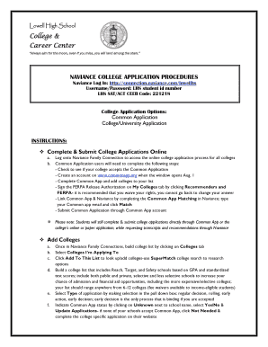 Fillable Online NAVIANCE COLLEGE APPLICATION PROCEDURES Fax Email Print ...