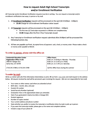 Fillable Online How to request Adult High School Transcripts Fax Email ...