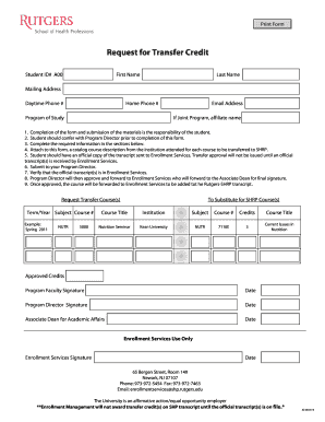 Fillable Online shp rutgers Student ID# A00 Fax Email Print - pdfFiller