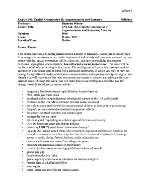 Fillable Online ENLG& 102, English Composition II: Fax Email Print ...