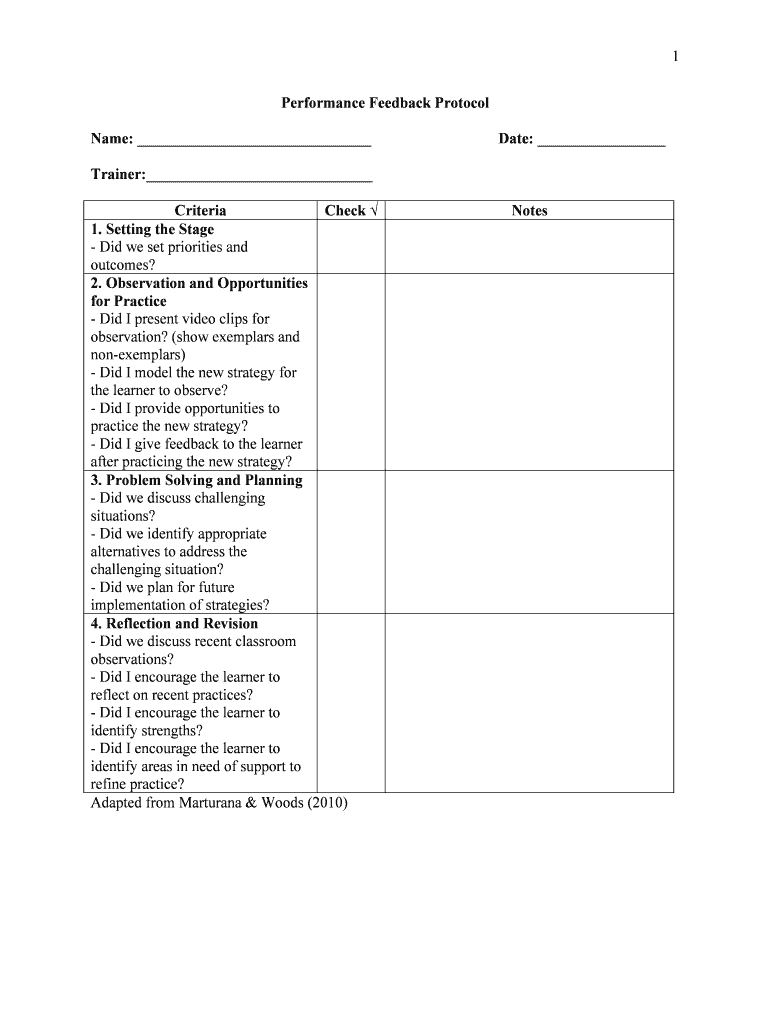 Fillable Online Performance Feedback Protocol Fax Email Print - pdfFiller