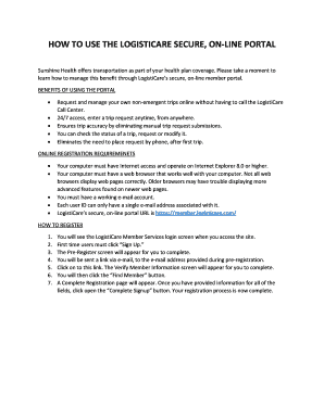 Fillable Online HOW TO USE THE LOGISTICARE SECURE, ON-LINE PORTAL Fax ...