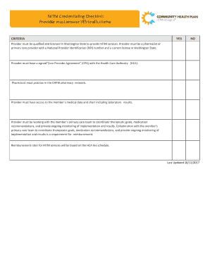 Fillable Online MTM Credentialing Checklist: Fax Email Print - pdfFiller