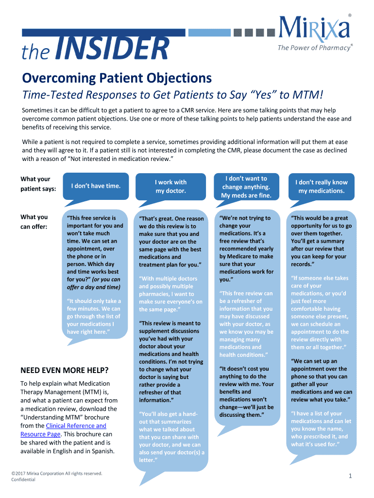 Fillable Online Overcoming Patient Objections Fax Email Print - pdfFiller