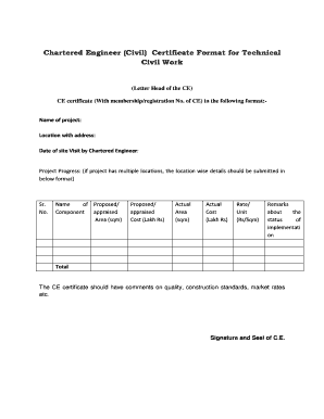 Fillable Online Chartered Engineer (Civil) Certificate Format for ...