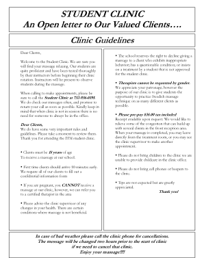 Fillable Online Clinic Guidelines Fax Email Print - pdfFiller