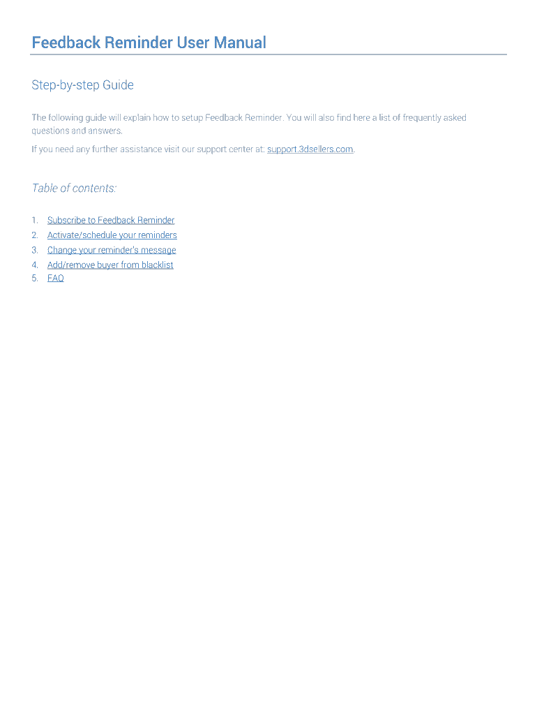 Fillable Online The following guide will explain how to setup Feedback ...