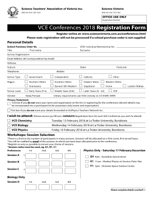Fillable Online VCE Conferences 2018 Registration Form Fax Email Print ...