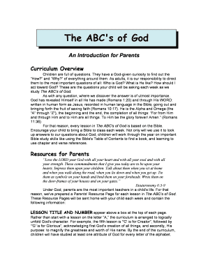 Fillable Online The ABC's of God Fax Email Print - pdfFiller