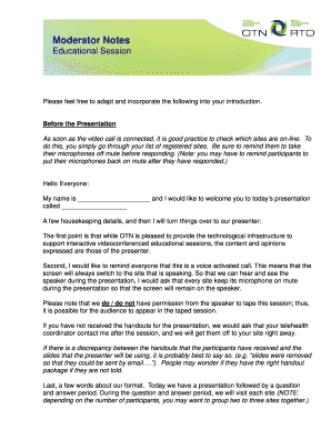 Fillable Online Moderator Notes Fax Email Print - pdfFiller