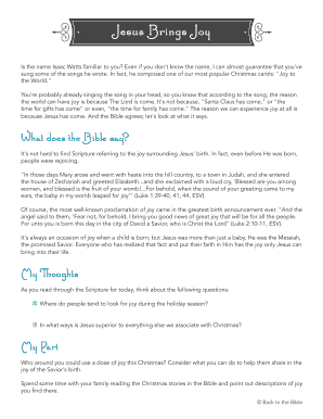 Fillable Online Jesus Brings Joy Fax Email Print - pdfFiller