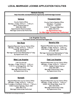 Fillable Online LOCAL MARRIAGE LICENSE APPLICATION FACILITIES Fax Email ...