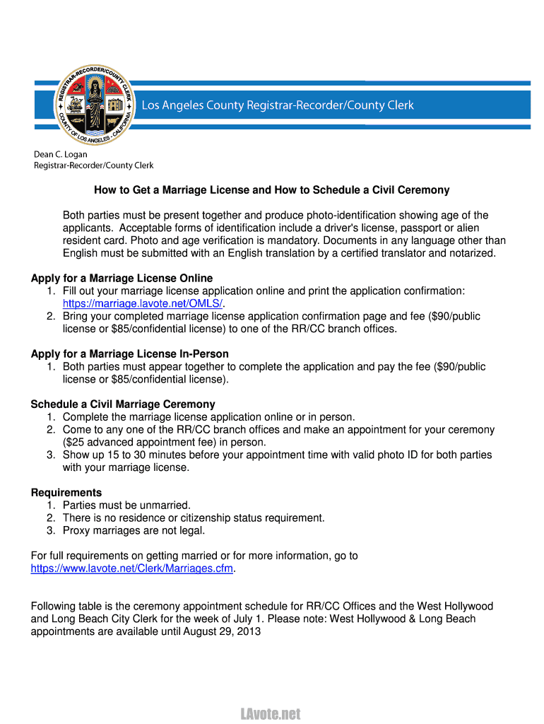 Fillable Online How to Get a Marriage License and How to Schedule a ...