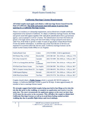 Fillable Online California Marriage License Requirements Fax Email ...