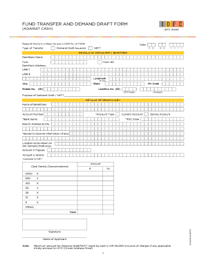 Fillable Online FUND TRANSFER AND DEMAND DRAFT FORM Fax Email Print ...