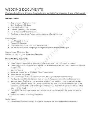 Fillable Online WEDDING DOCUMENTS Fax Email Print - pdfFiller