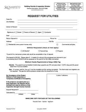 Fillable Online REQUEST FOR UTILITIES Fax Email Print - pdfFiller