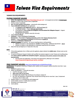 Fillable Online Taiwan Visa Requirements Fax Email Print - pdfFiller