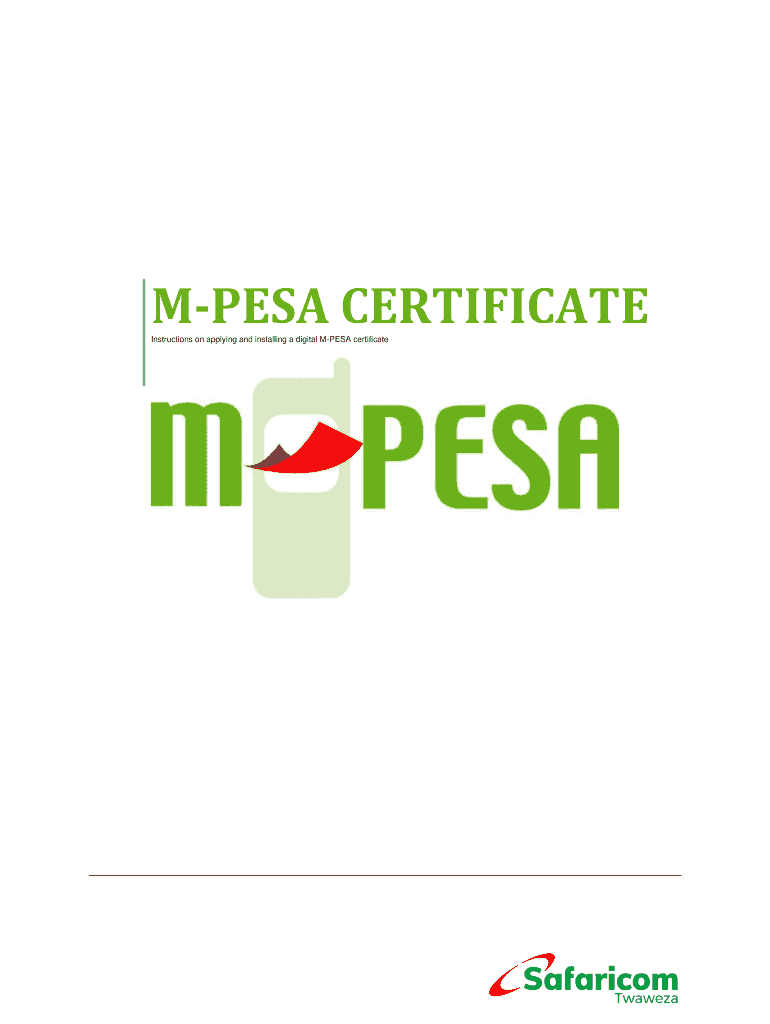 Fillable Online M-PESA CERTIFICATE Fax Email Print - pdfFiller