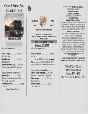 Fillable Online Cornell Break Bus Fax Email Print - pdfFiller