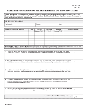 Fillable Online WORKSHEET FOR DOCUMENTING ELIGIBLE HOUSEHOLD AND ...