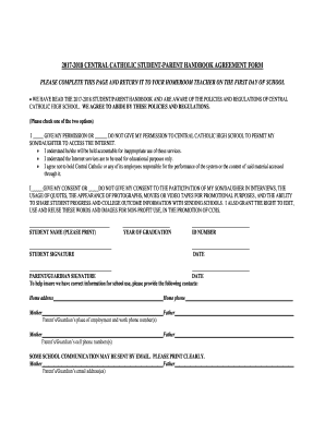Fillable Online 2017-2018 CENTRAL CATHOLIC STUDENT-PARENT HANDBOOK ...