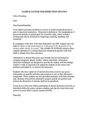 Fillable Online SAMPLE LETTER FOR DISSECTION OPT-OUT Fax Email Print ...