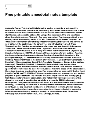 Fillable Online Free printable anecdotal notes template Fax Email Print ...