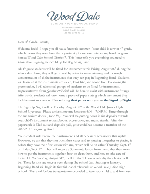 Fillable Online Dear 4th Grade Parents, Fax Email Print - pdfFiller